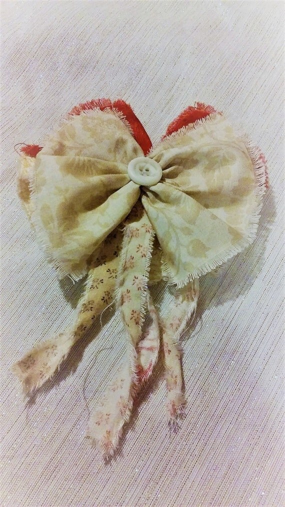 Items similar to Large Shabby Chic, Tattered Hair Bow, Country Hair Bow ...