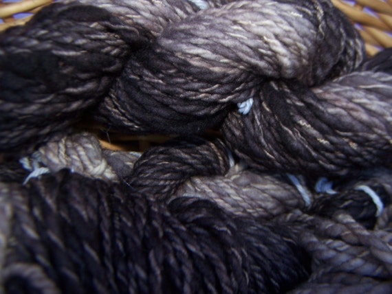Black ombre Merino yarn Black gray wool Black worsted yarn