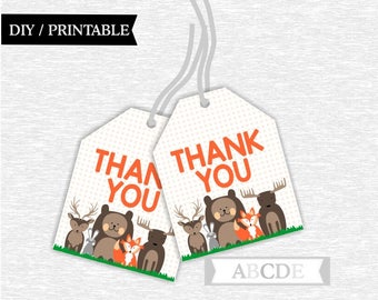 7 Wooden Animal Ornaments Mobiles Woodland Tags Moose Bear