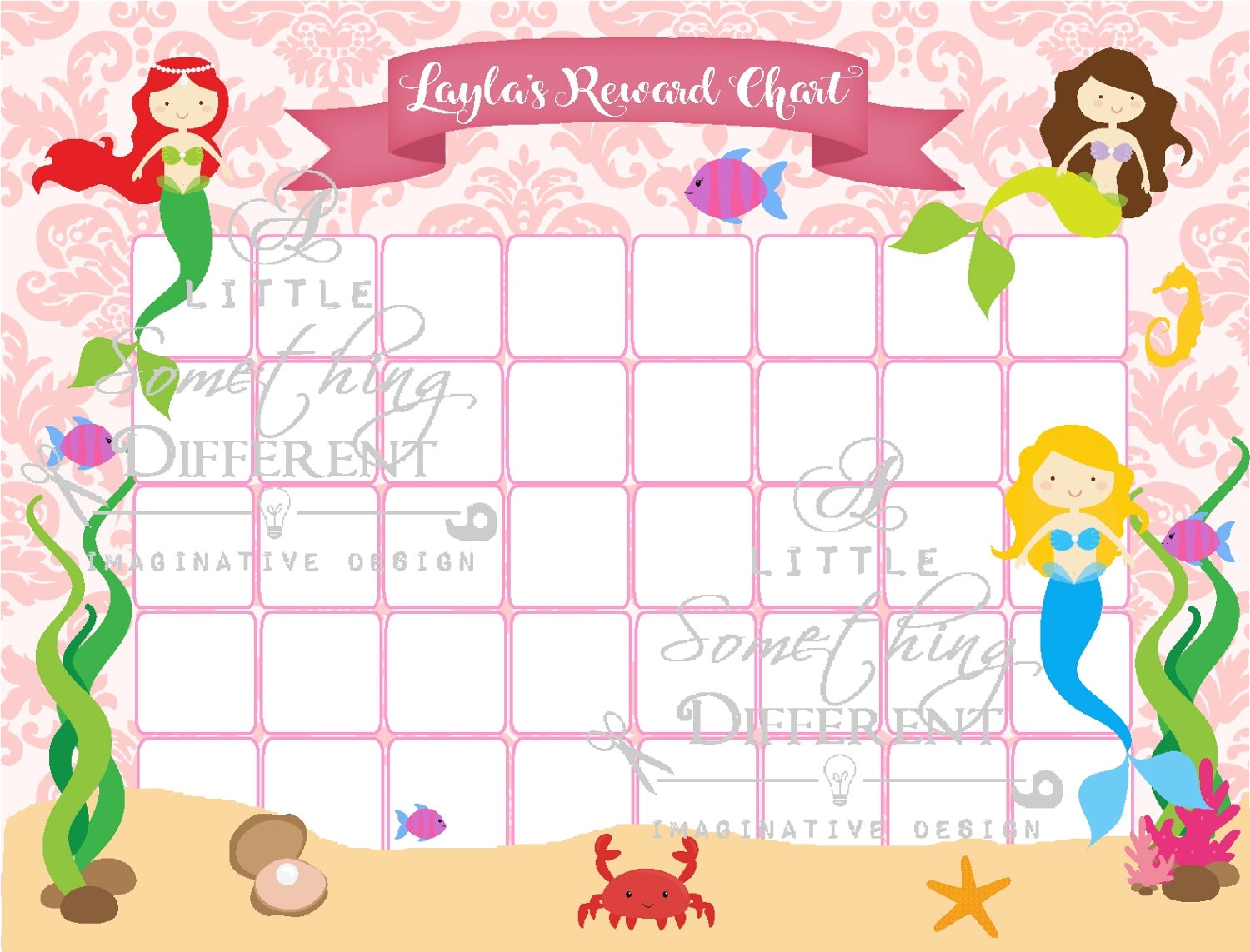 Mermaids Kids Sticker Chart Digital File
