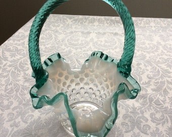 Fenton glass basket | Etsy