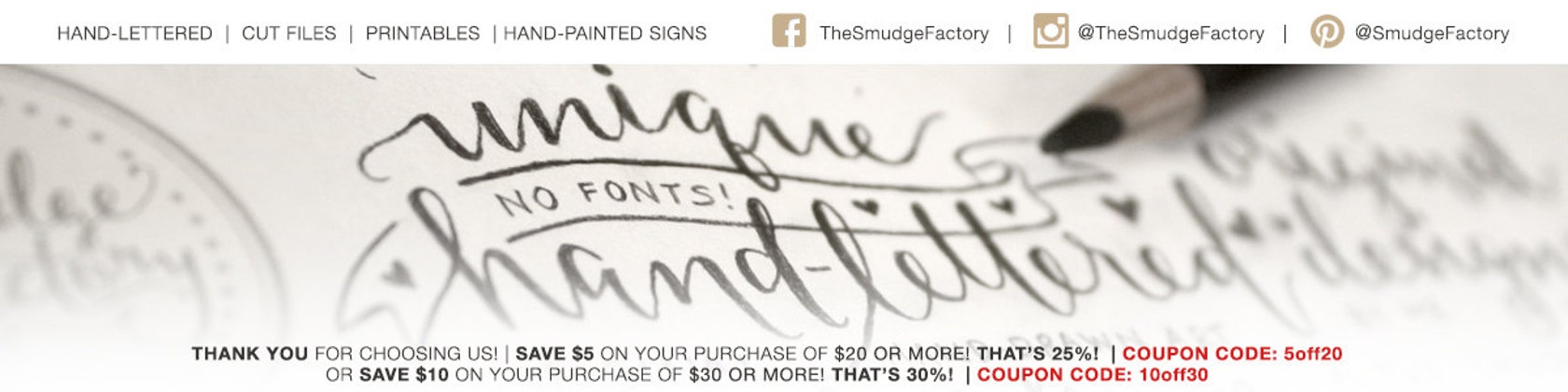 Hand-Lettered SVG Cut Files Printables & by TheSmudgeFactoryLLC