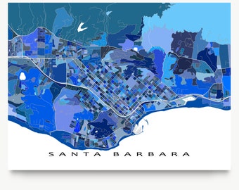 Santa Barbara art Santa Barbara map Old Mission horizontal