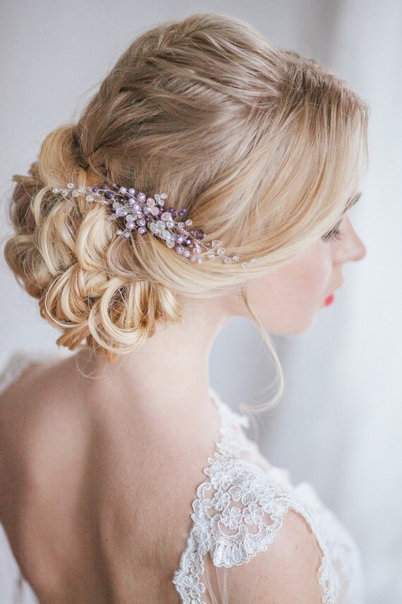 Bridal Hair Comb violet comb Crystal Comb Wedding Comb