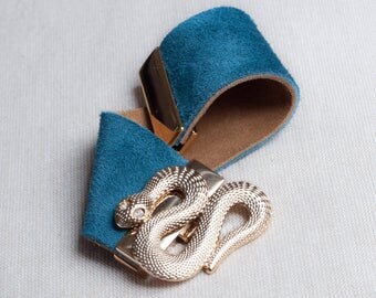 Wide leather cuff | Etsy