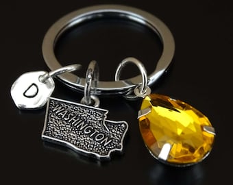 Tiny Gold Washington Charm Necklace Miniature State