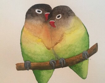 Lovebirds painting | Etsy