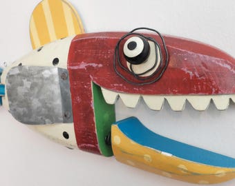 Painted wooden fish | Etsy