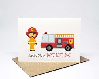 Fire engine cards | Etsy