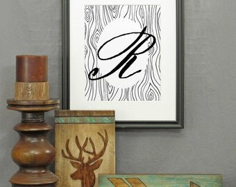 Letter A print Alphabet Calligraphy Typography Monogram
