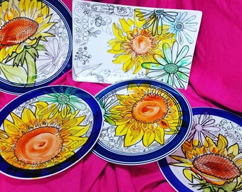 Sunflower plate | Etsy