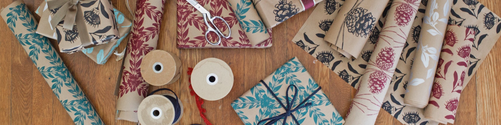 Screen Printed Linens and Wrapping Paper by BonnieKayeStudio