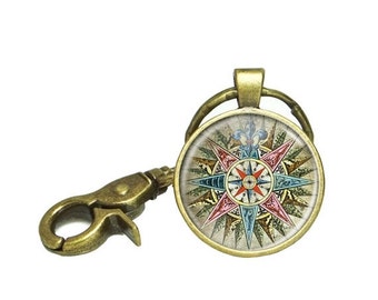 Compass keychain | Etsy