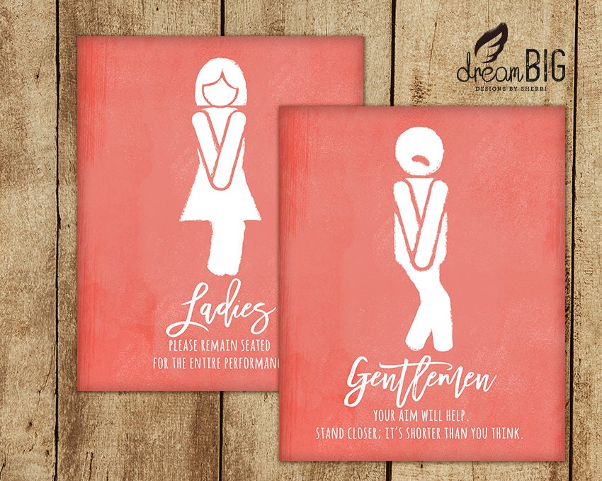 Funny Restroom Signs Bathroom Ladies And Gentlemen Diy