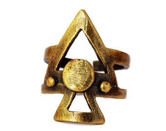 Maya knuckle duster ring geometric Aztec double ring boho