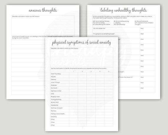 Anxiety Therapy Journal: Instant Printable Download Mental