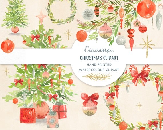 Holiday Season Clipart Cinnamon. Christmas hand painted