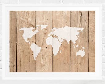 Wooden world map | Etsy