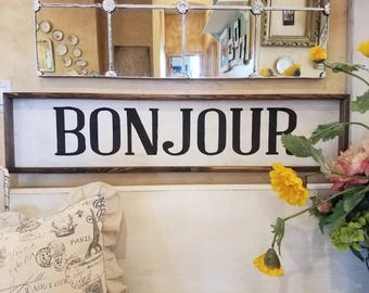 Bonjour sign | Etsy