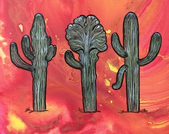 Saguaro painting | Etsy