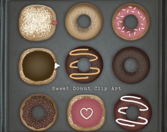 Cute donuts clip art | Etsy