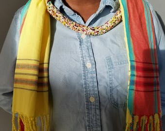 Solid Netted Beaded Scarf Pattern