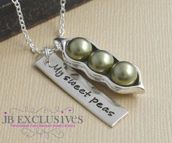 Gift for wife pea pod necklace 3 peas in a pod by JBExclusives