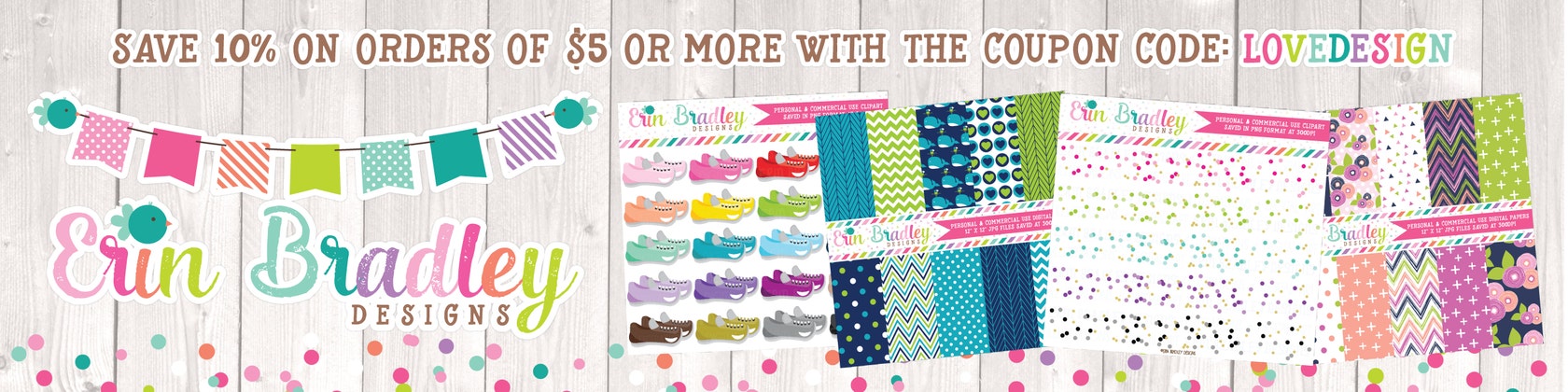 Commercial Use Clipart & Digital Papers by ErinBradleyDesigns