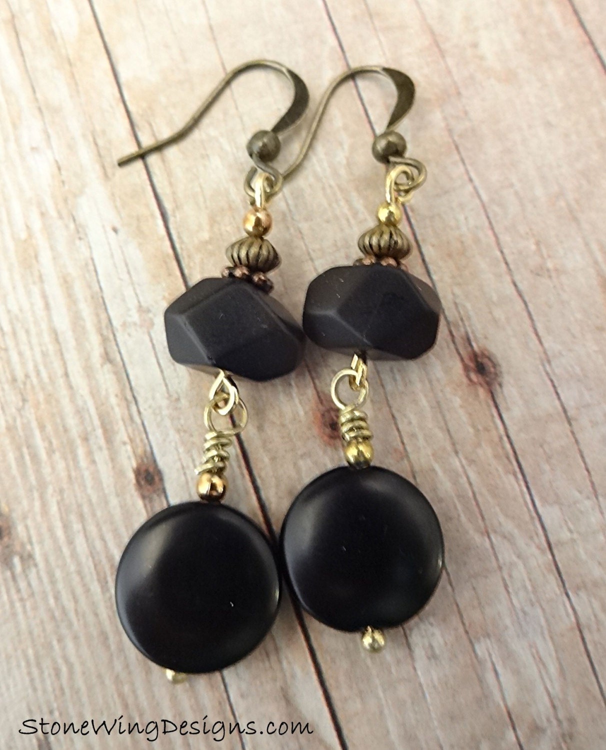 Boho Matte Black Onyx Earrings