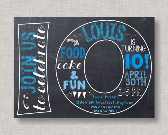 Tenth Birthday Invitation, 10th Birthday Invitation, Boy Birthday ...