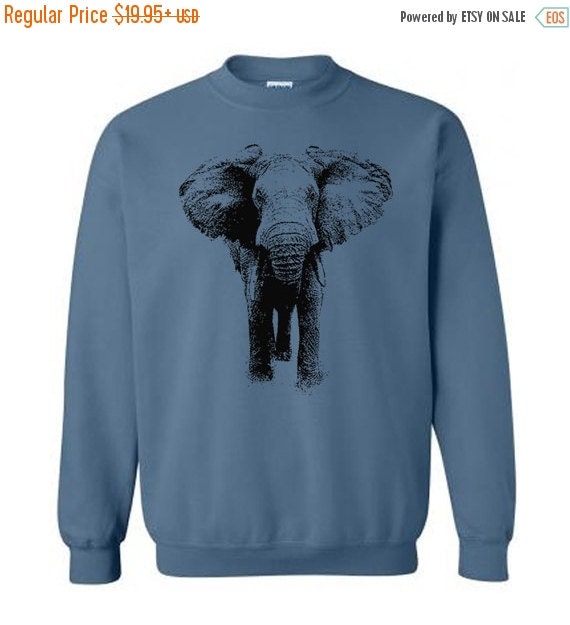 ON SALE Elephant Sweater Unisex Fleece Pullover by lastearth