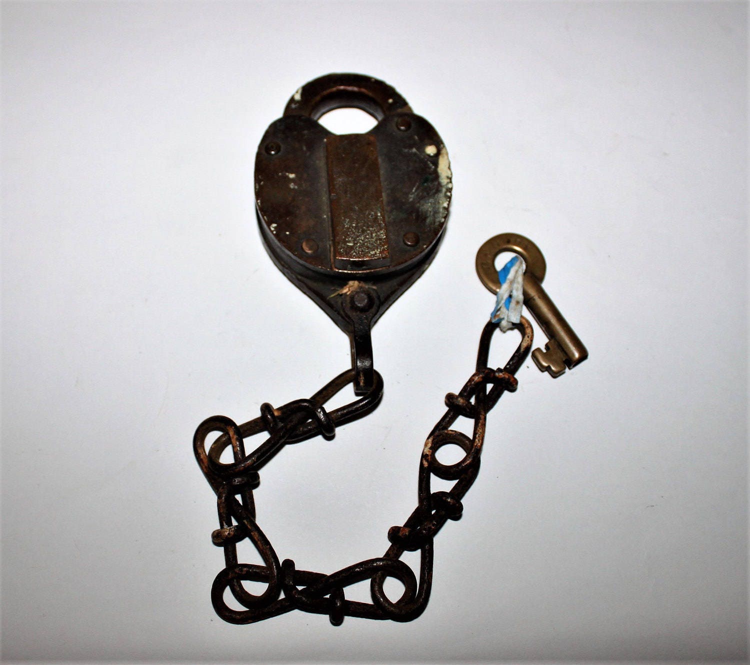 Antique Slaymaker Brass Padlock, Chicago and Northwestern Railroad ...