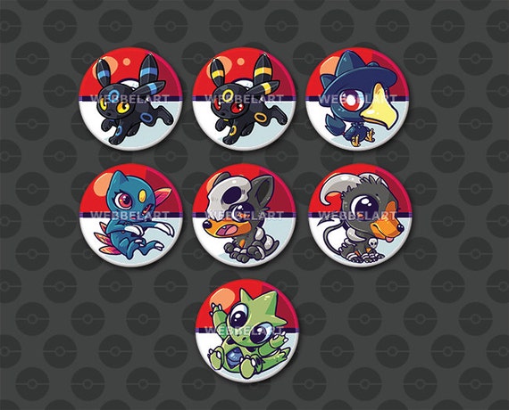 2nd Generation Dark type pokémon 38mm buttons