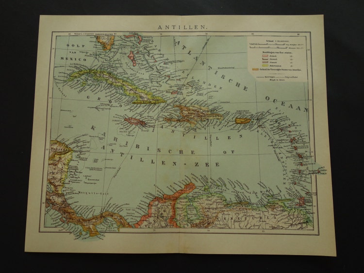 Antique map of the Antilles and Caribbean 1905 by DecorativePrints