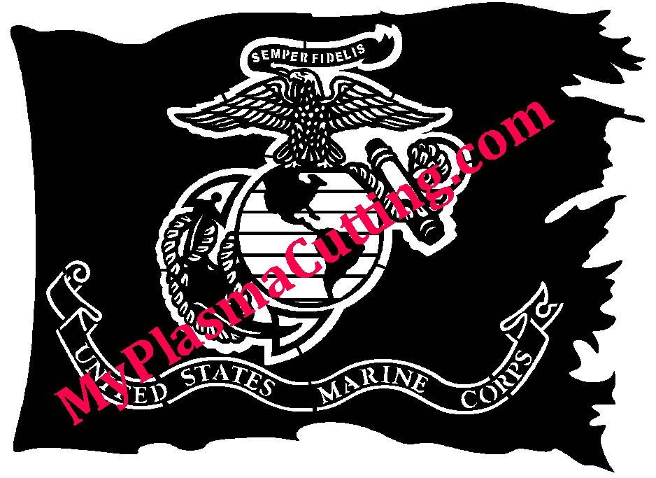 USMC Marines Tattered Flag .dxf file for CNC plasma or laser