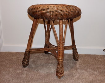 Rattan footstool | Etsy