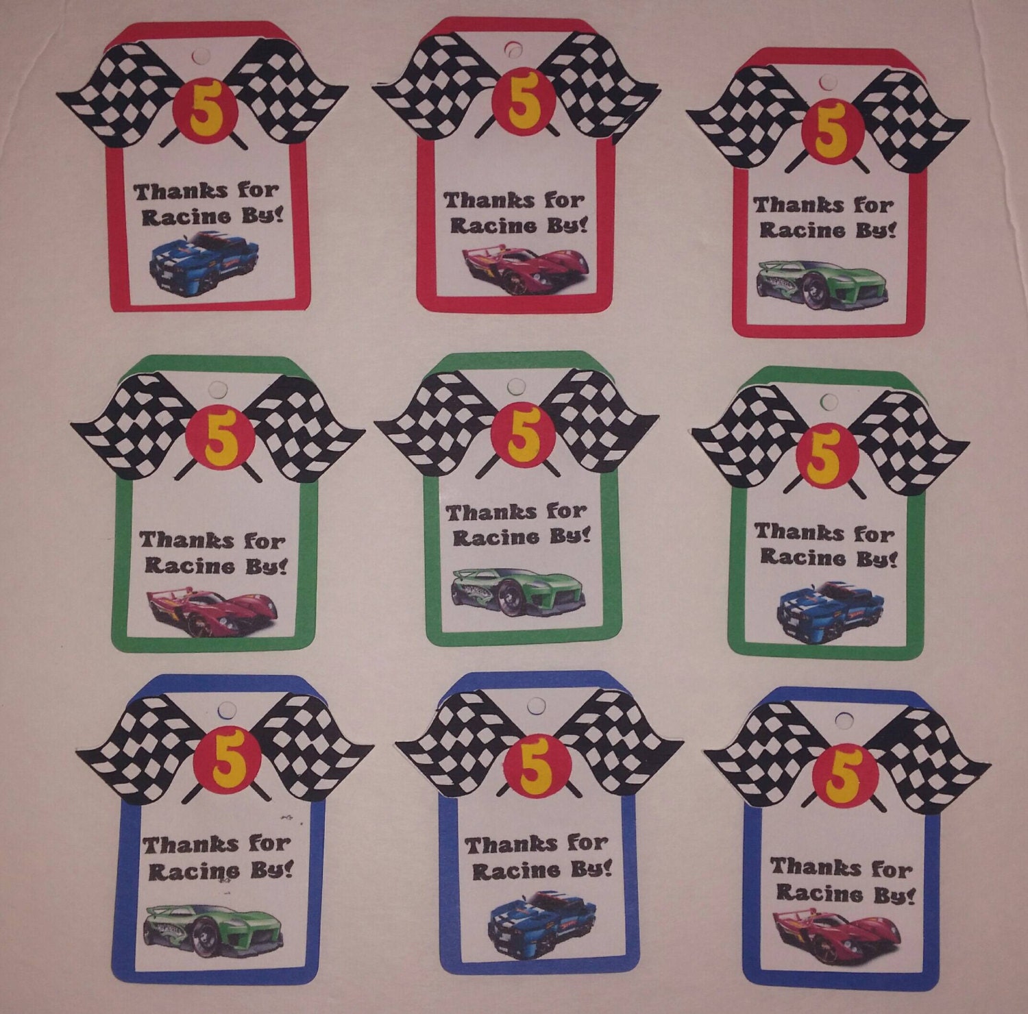 Hot Wheels Gift Bag Tags.Hot Wheels Party Decorations. Race