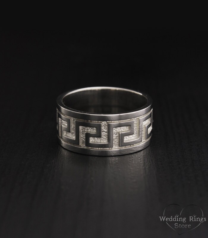 10mm greek wedding band Big silver ring Greek wedding ring