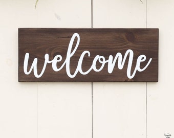 Wooden welcome sign | Etsy