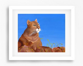 Mountain lion art | Etsy