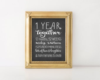 1 Year Anniversary Sign Annviersary Cute Gift for Boyfriend