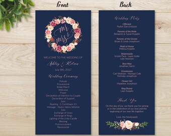 Pink wedding program | Etsy