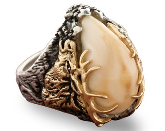 Elk ivory ring | Etsy