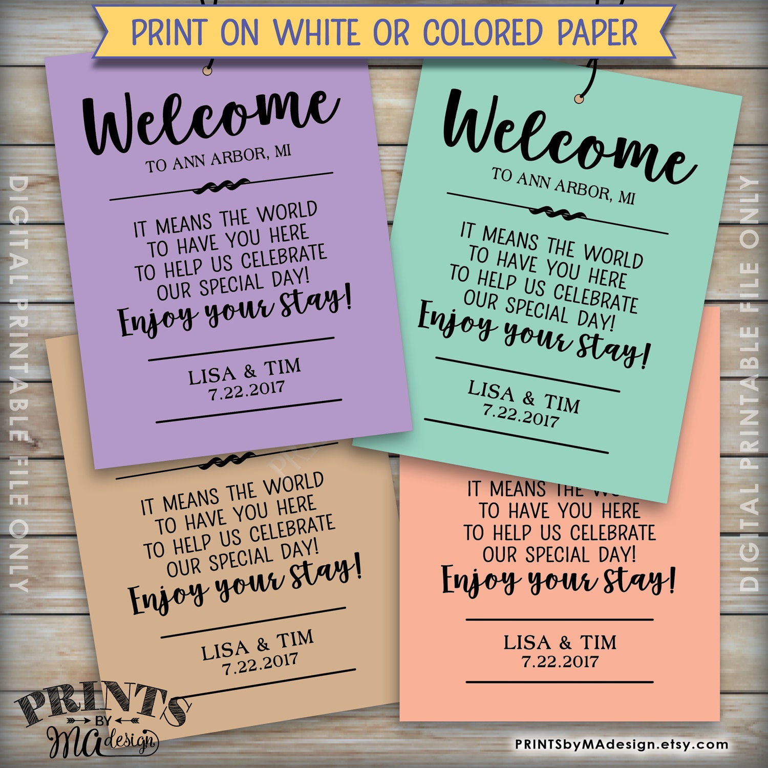 Wedding Welcome Tags, Hotel Bag Tags, Out of Town Guests, Destination ...