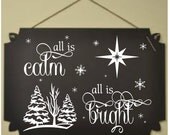 Items similar to All is Calm All is Bright Vinyl Decal for Walls ...