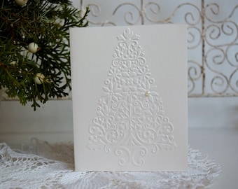 White embossed cards | Etsy