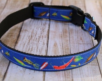 Fishing dog collar | Etsy