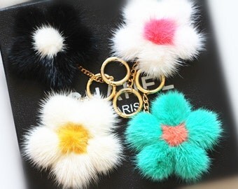 Fur ball keychain | Etsy