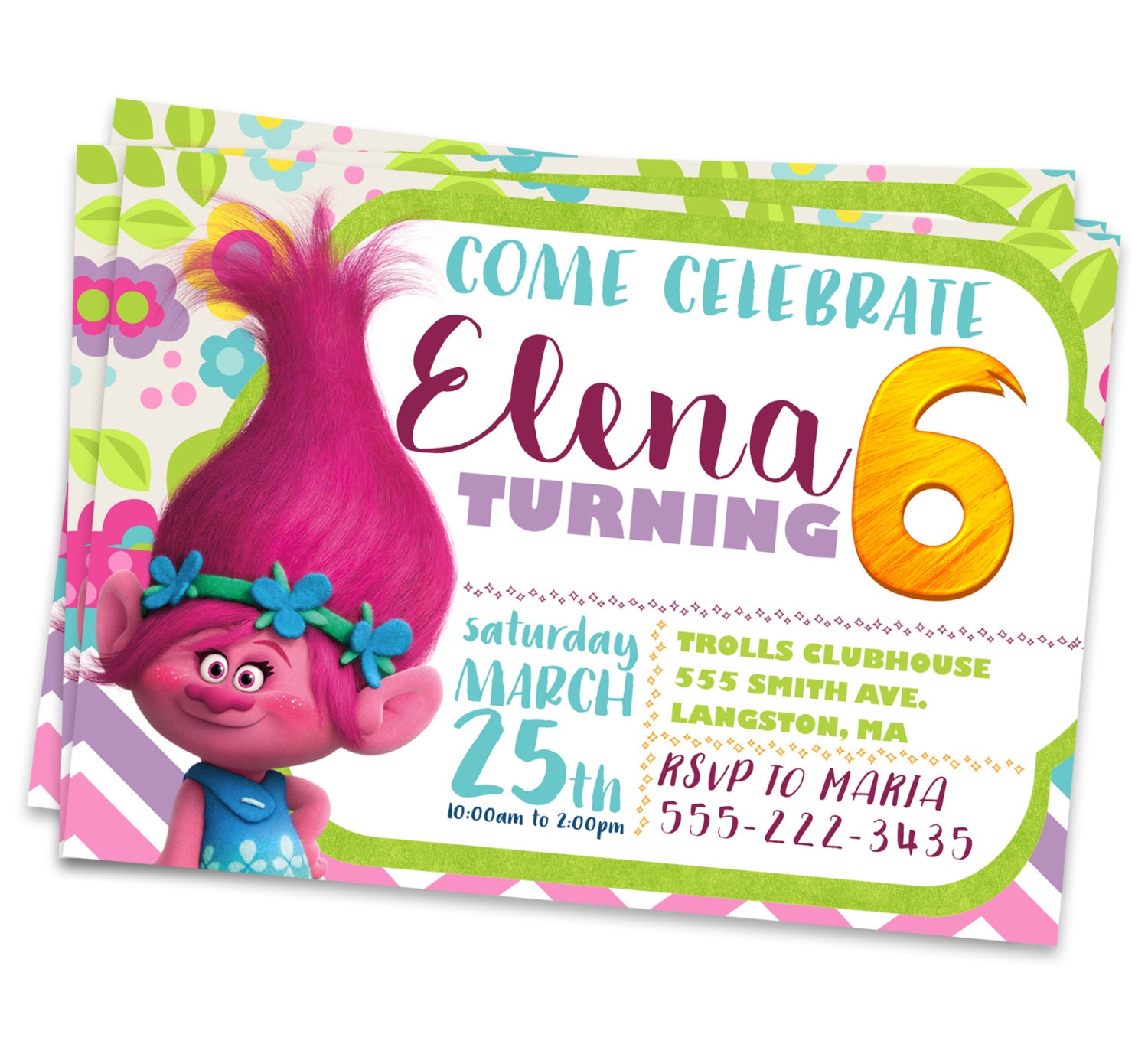 Troll Party Invitations Print Outs