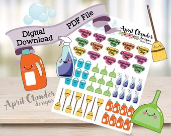 Cleaning Planner Stickers Printable Calender Stickers 1/2 inch